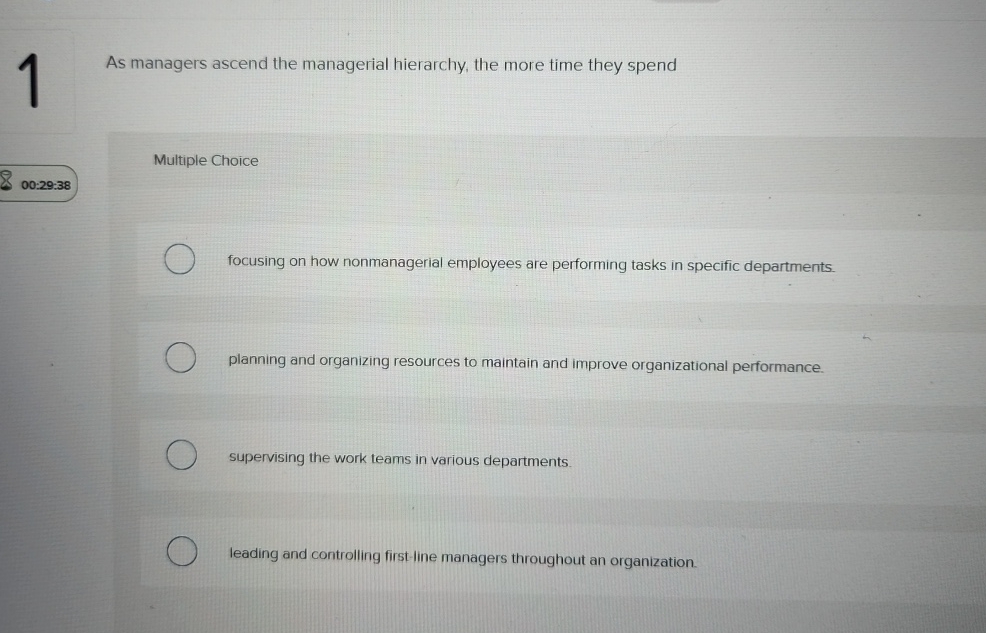 Solved 1 ﻿As managers ascend the managerial hierarchy, the | Chegg.com
