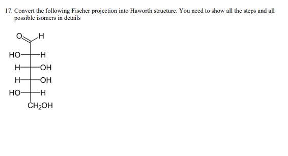 17. ﻿Convert the following Fischer projection into | Chegg.com