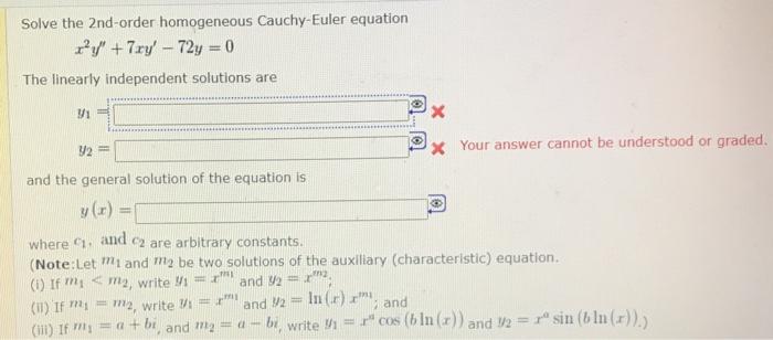Solved Solve the 2nd-order non-homogeneous Cauchy-Euler | Chegg.com