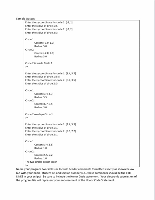 Solved CSCI 251 Do the circles overlap? For program 2, write | Chegg.com
