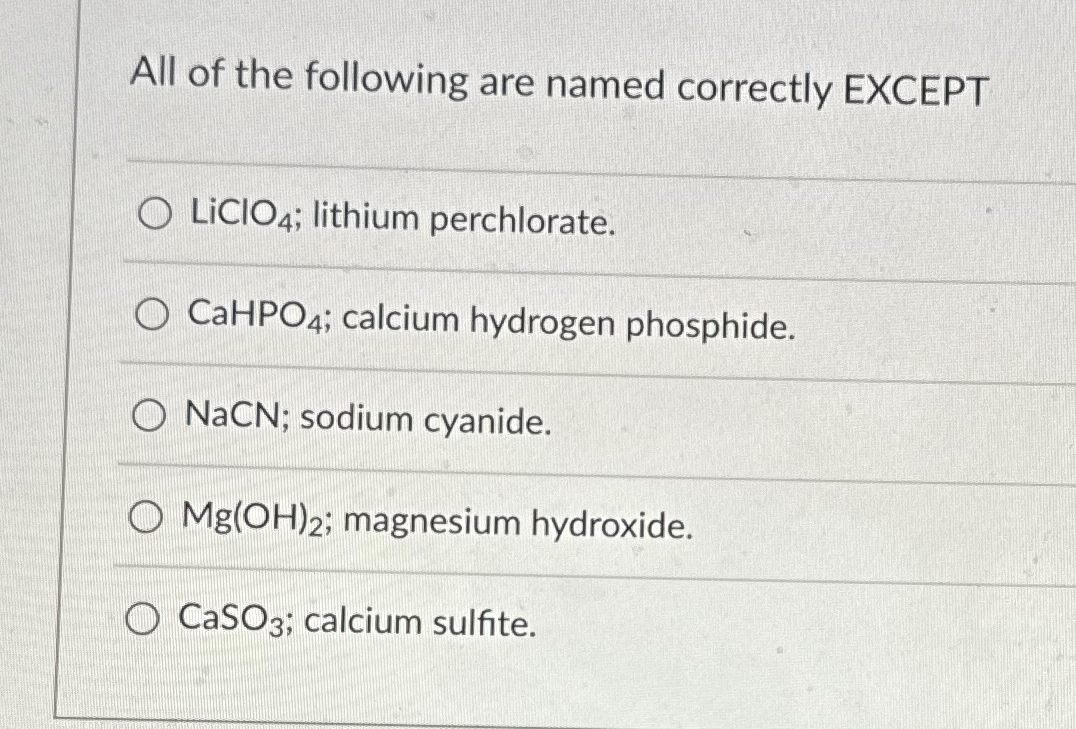 Solved All of the following are named correctly | Chegg.com