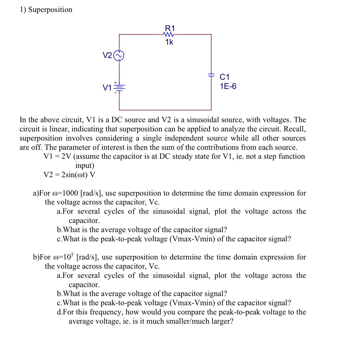 Solved SuperpositionIn the above circuit, V1 ﻿is a DC source | Chegg.com