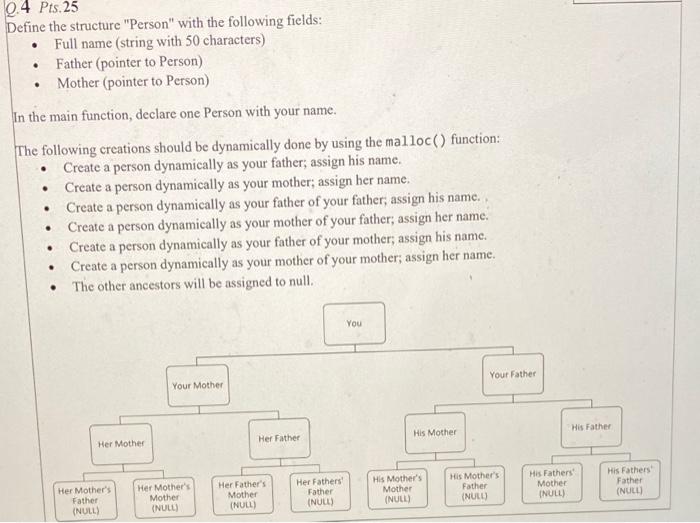 Solved 0.4 Pts.25 Define the structure "Person" with the | Chegg.com