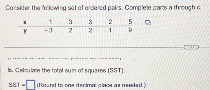 Solved Consider the following set of ordered pairs. Complete | Chegg.com