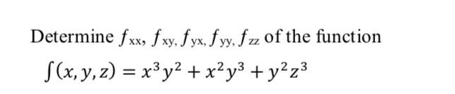 Solved Determine Fxx Fxy Fyx Fyy Fzz Of The Function