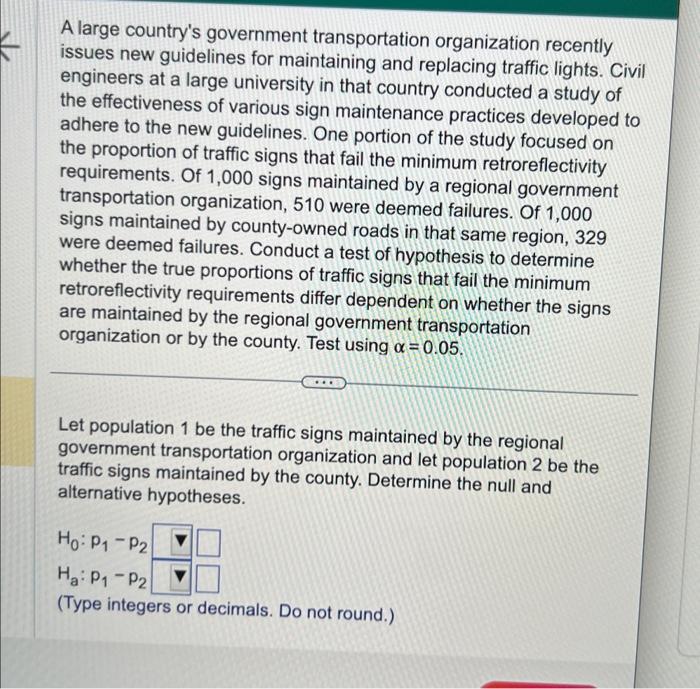 Solved A large country's government transportation | Chegg.com