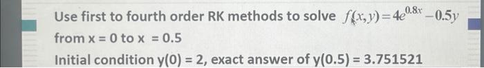 Solved Use first to fourth order RK methods to solve | Chegg.com