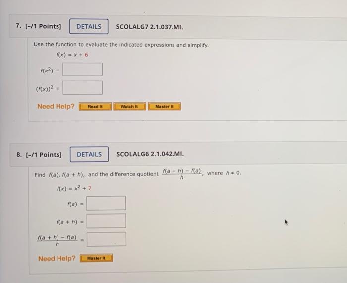 Solved 7. (-/1 Points) DETAILS SCOLALG7 2.1.037.MI. Use the | Chegg.com Solved 7. (-/1 Points) DETAILS SCOLALG7 2.1.037.MI. Use the | Chegg.com