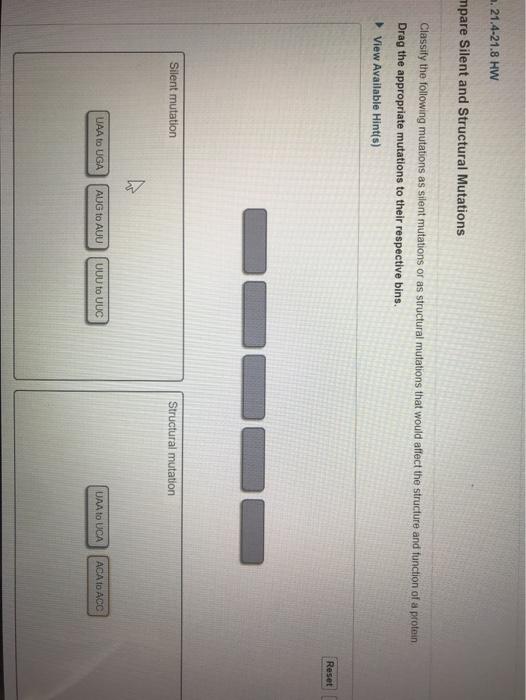 Solved . 21.4-21.8 HW mpare Silent and Structural Mutations | Chegg.com