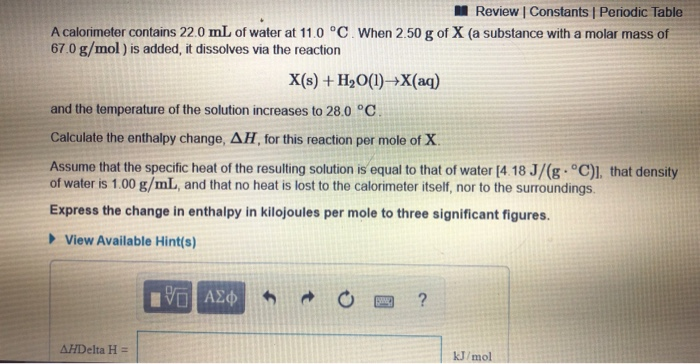 Solved M Review Constants Periodic Table A calorimeter | Chegg.com