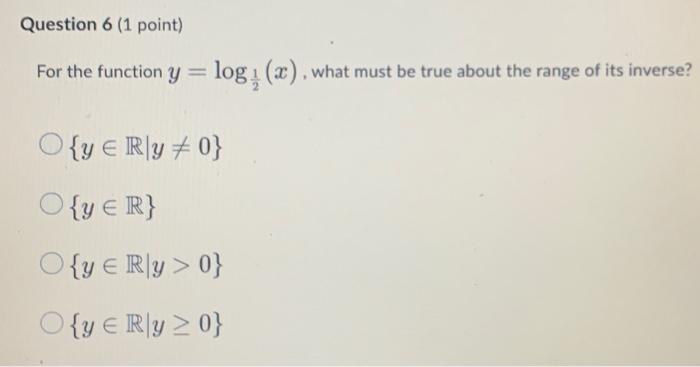Solved For the function y=log21(x), what must be true about | Chegg.com