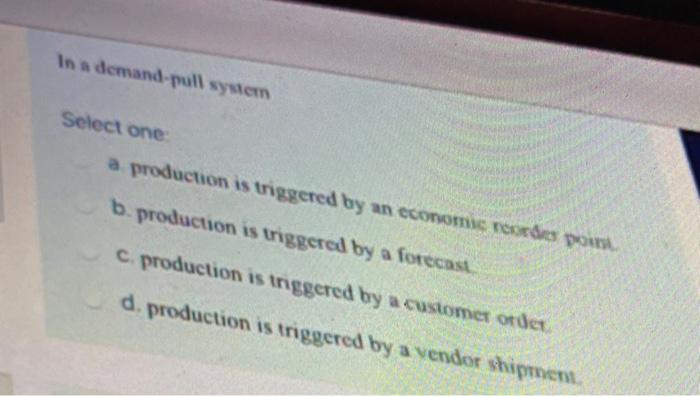 Solved In a demand-pull system Select one a production is | Chegg.com
