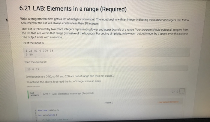 Solved 621 Lab Elements In A Range Required Write A