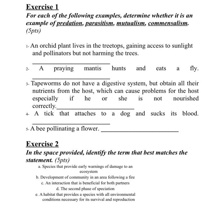 Solved Exercise 1 For each of the following examples, | Chegg.com