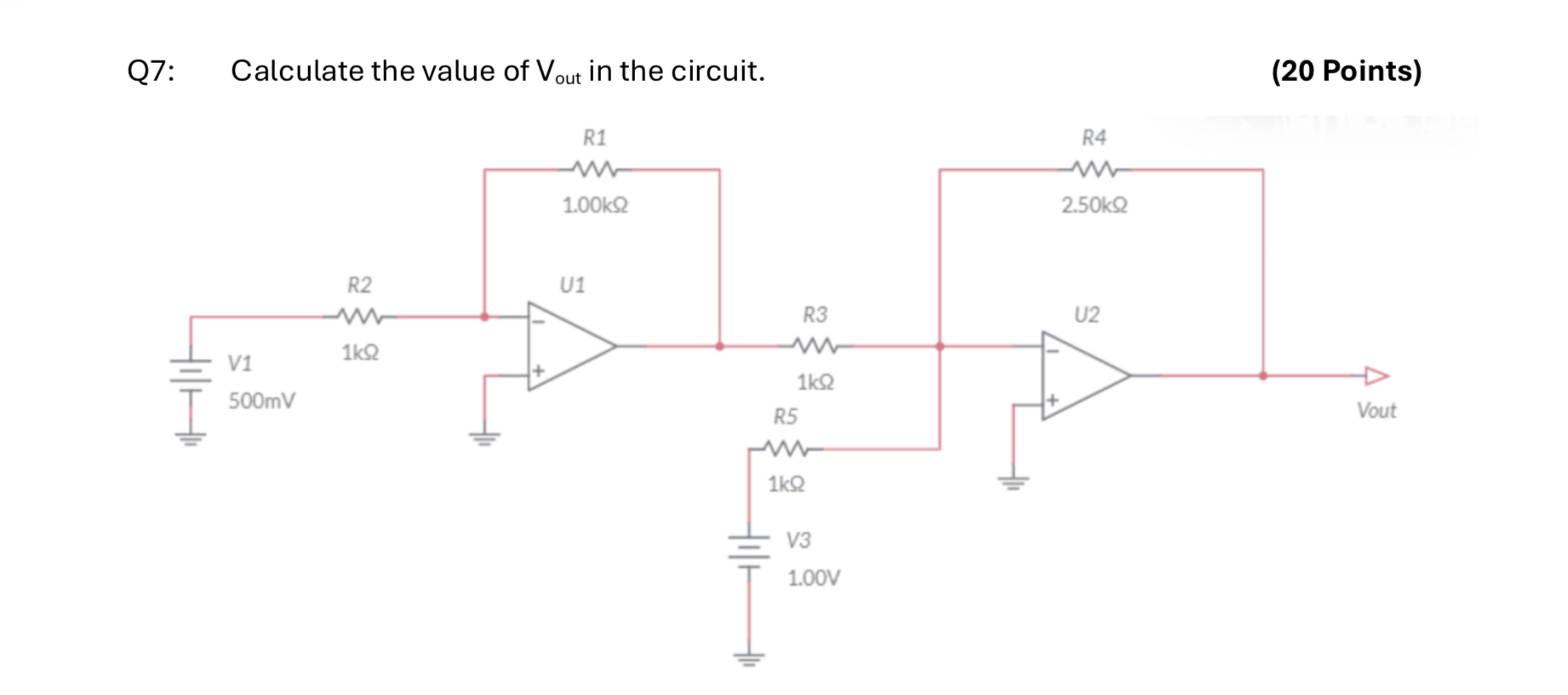 Solved Q7: Calculate the value of Vout ﻿in the circuit. | Chegg.com