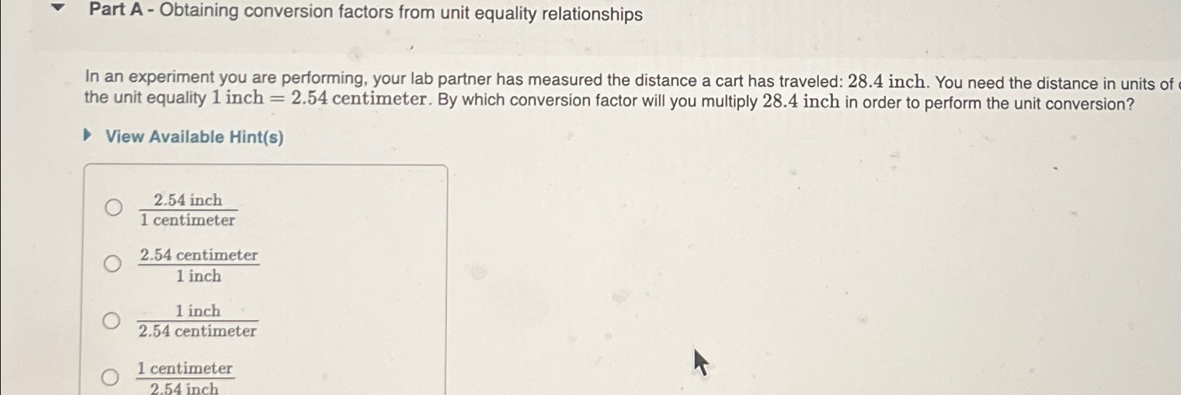 Solved Part A - ﻿Obtaining conversion factors from unit | Chegg.com