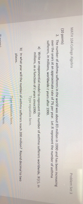 Solved MATH 104 College Algebra Problem Set 3 (10 points) 2. | Chegg.com