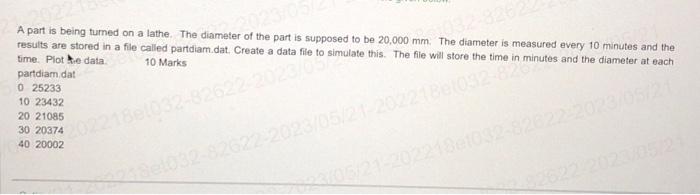 Solved A part is being fumed on a lathe. The diameter of the | Chegg.com