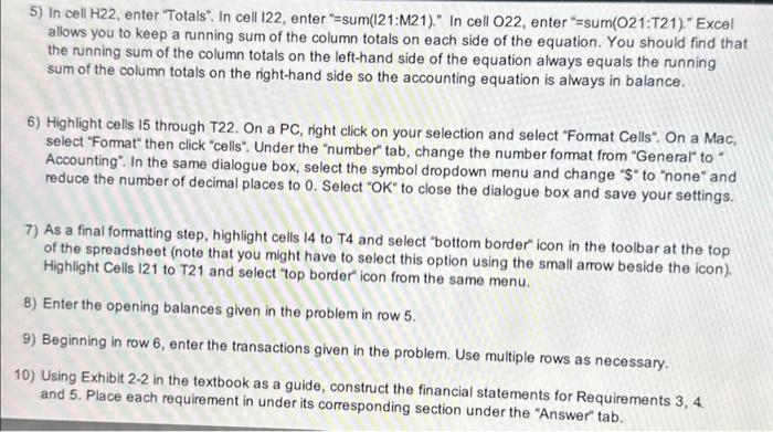 MGT 120 Accounting Cycle Excel Assignment etailed | Chegg.com