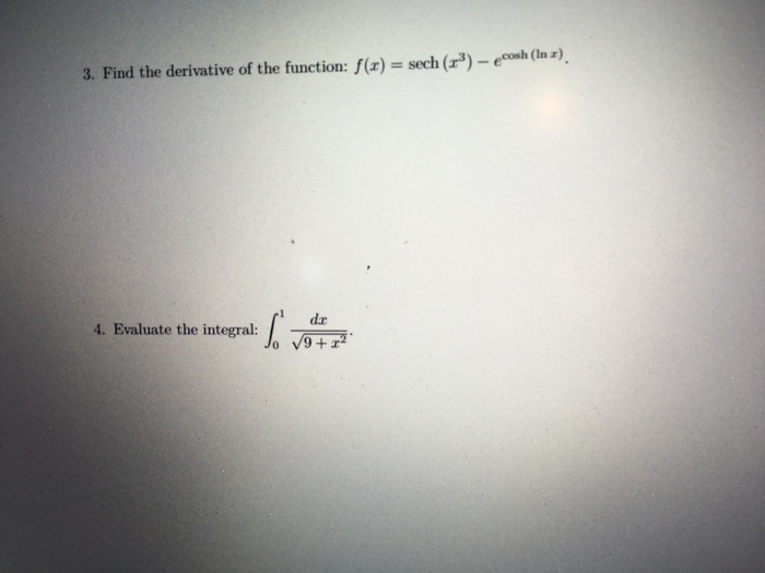 Solved 3. Find the derivative of the function: f(x) = sech | Chegg.com