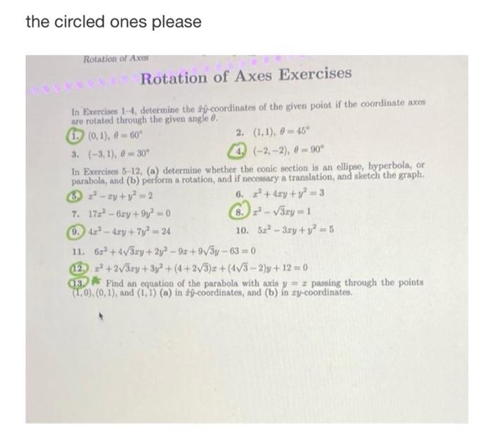 Solved the circled ones please Rotation of Axel Rotation of | Chegg.com