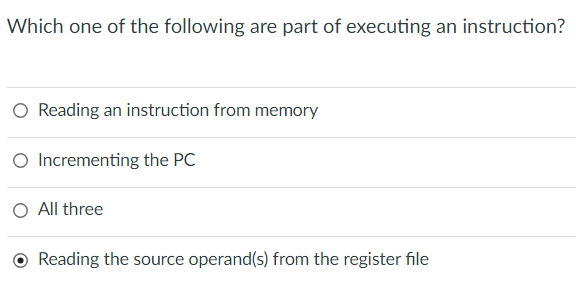 Solved Which one of the following are part of executing an | Chegg.com
