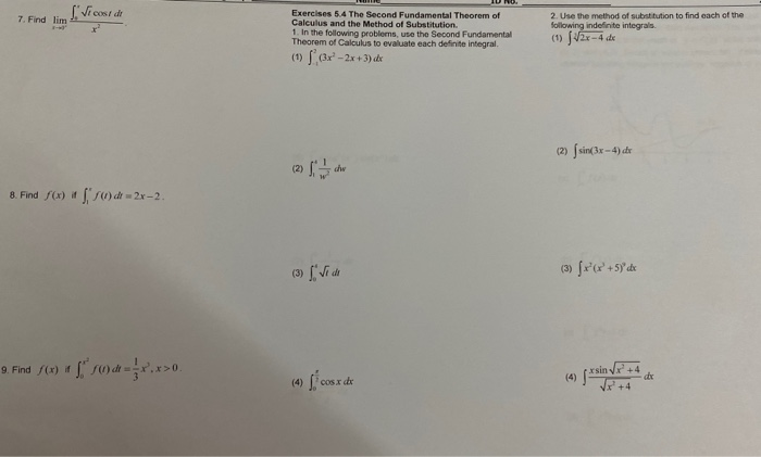 Solved Exercises 5.4 The Second Fundamental Theorem of | Chegg.com