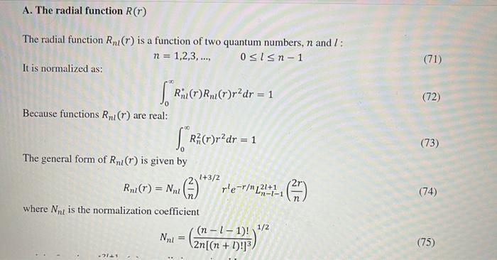 A. The radial function R(r) The radial function | Chegg.com