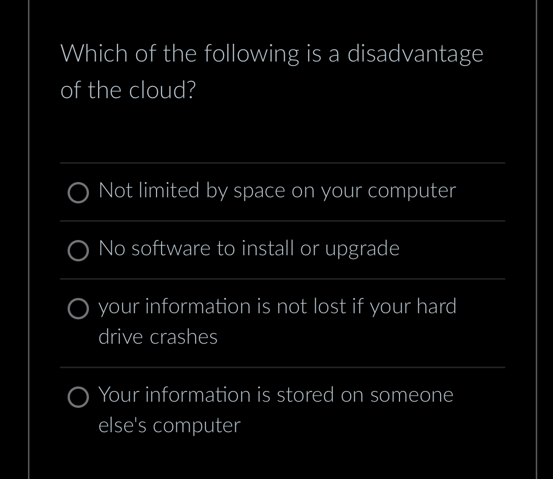 Solved Which of the following is a disadvantage of the | Chegg.com