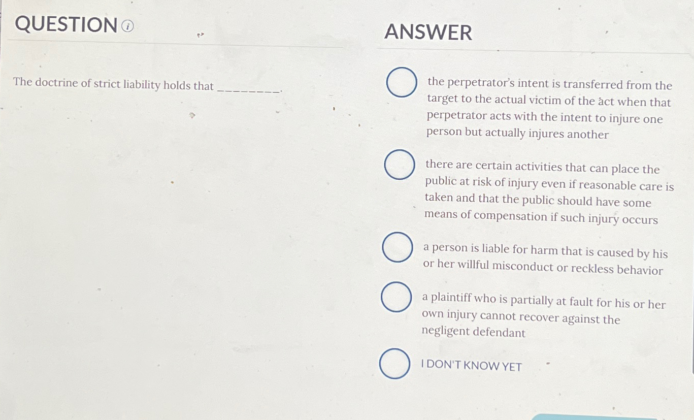 Solved QUESTION (i)The doctrine of strict liability holds | Chegg.com