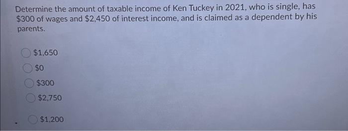 Solved Determine the amount of taxable income of Ken Tuckey | Chegg.com
