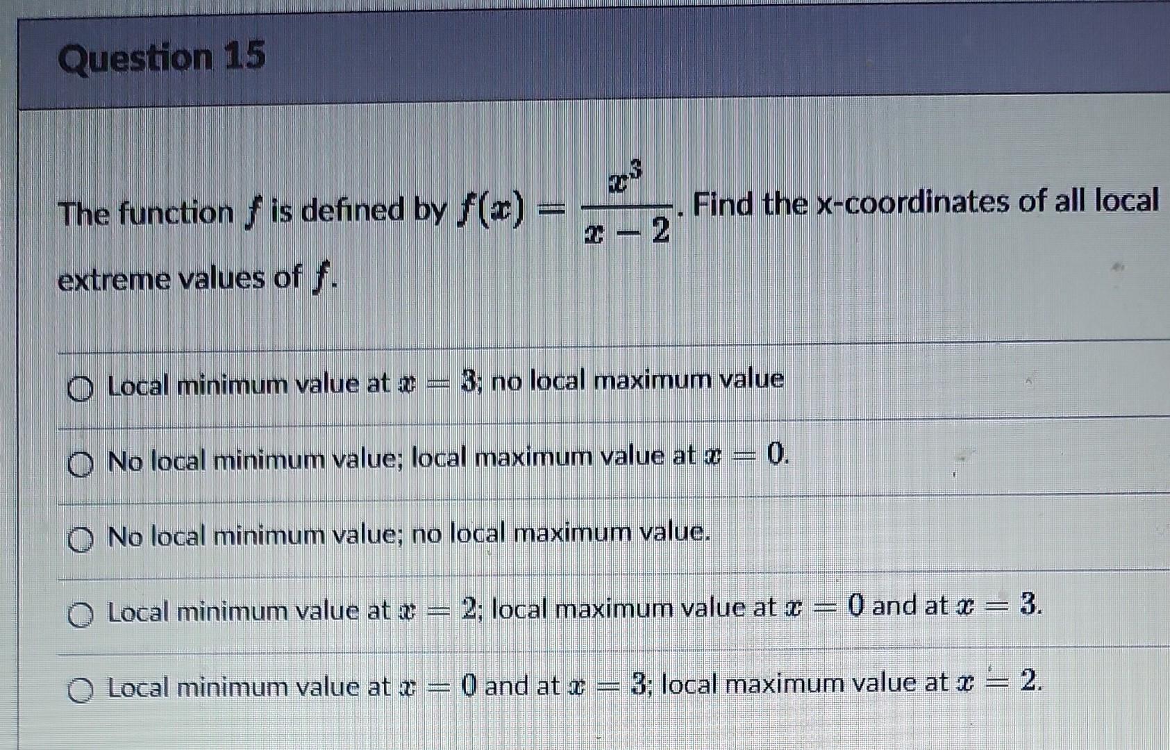 Solved The function f is defined by f(x)=x−2x3. Find the | Chegg.com