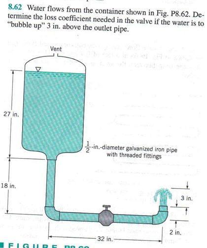 Solved water flows from the container shown in fig. P8.62. | Chegg.com