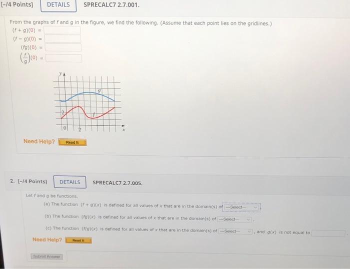 [-/4 Points) DETAILS SPRECALC7 2.7.001 From the | Chegg.com