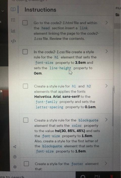 Solved FILI Instructions E ill Go to the code 2-1.html file | Chegg.com