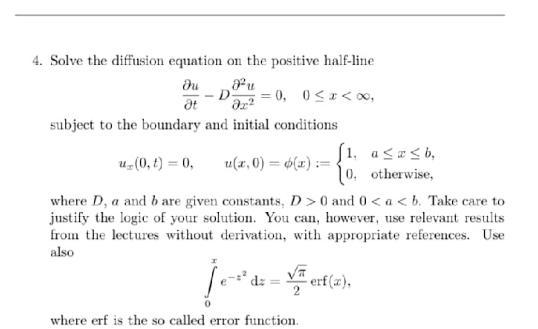 Solved Solve the diffusion equation on the positive | Chegg.com