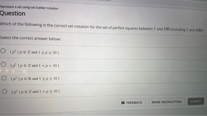 Solved Represent a set using set builder notation Question | Chegg.com
