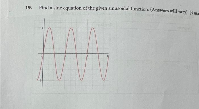 Solved 19. Find a sine equation of the given sinusoidal | Chegg.com