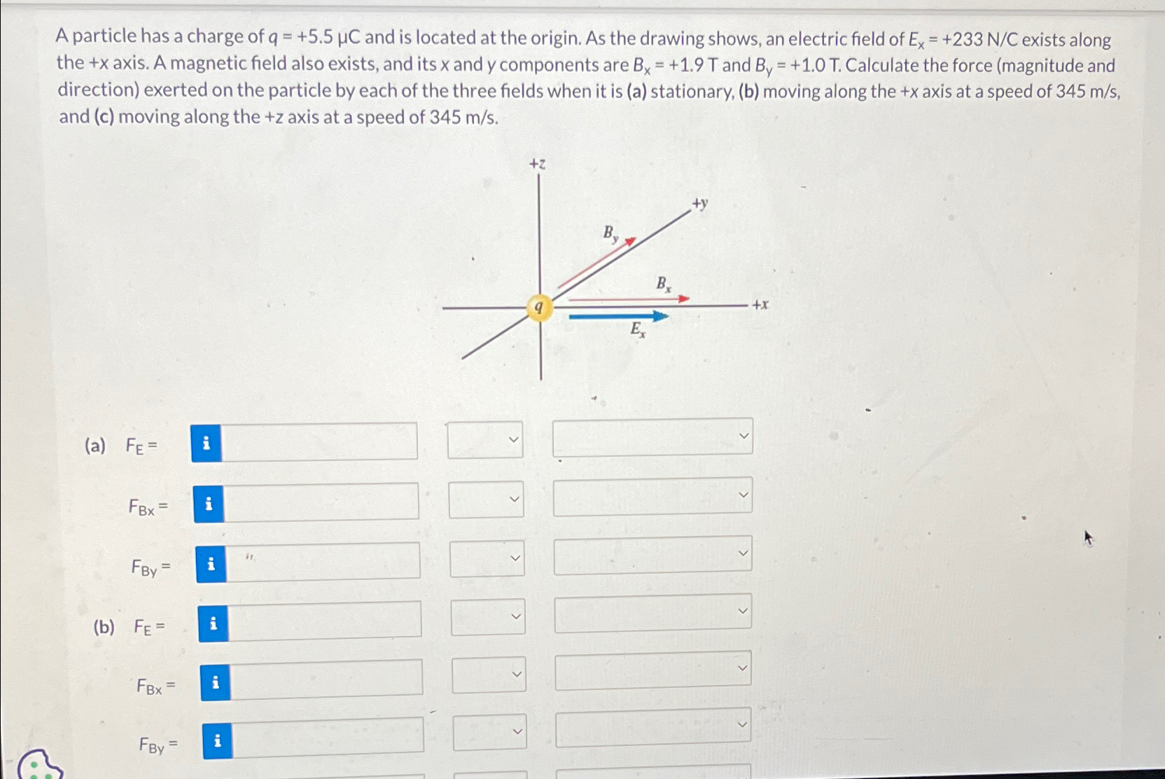 Solved A particle has a charge of q=+5.5μC ﻿and is located | Chegg.com