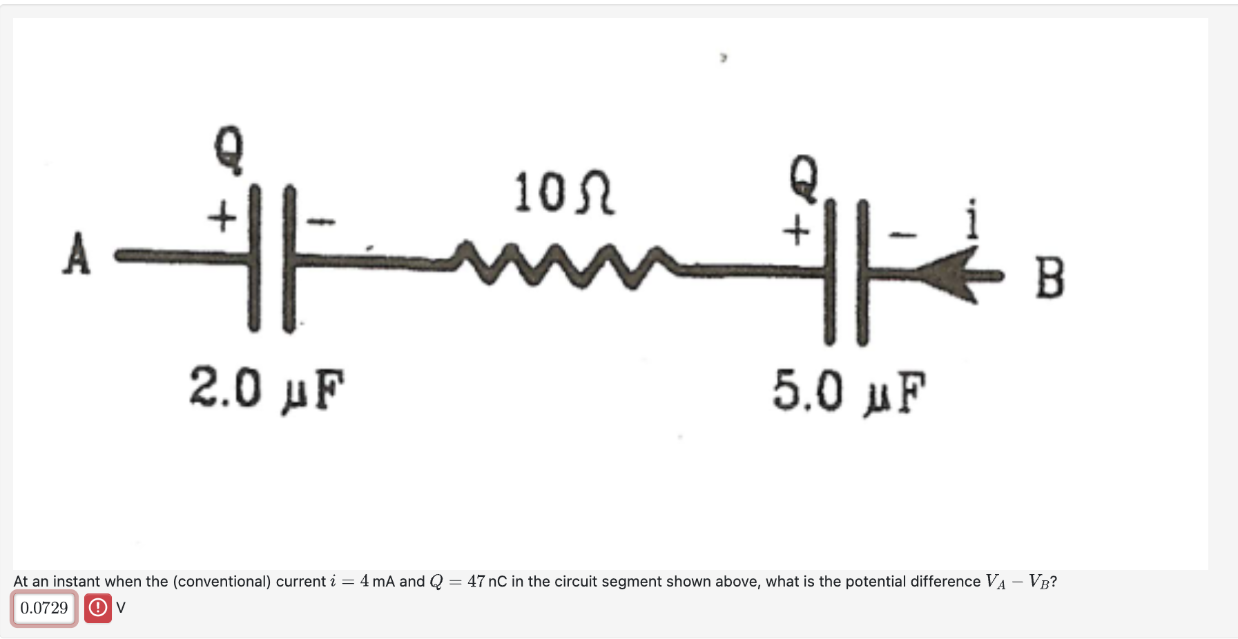 Solved At an ﻿instant when the (conventional) ﻿current i=4mA | Chegg.com