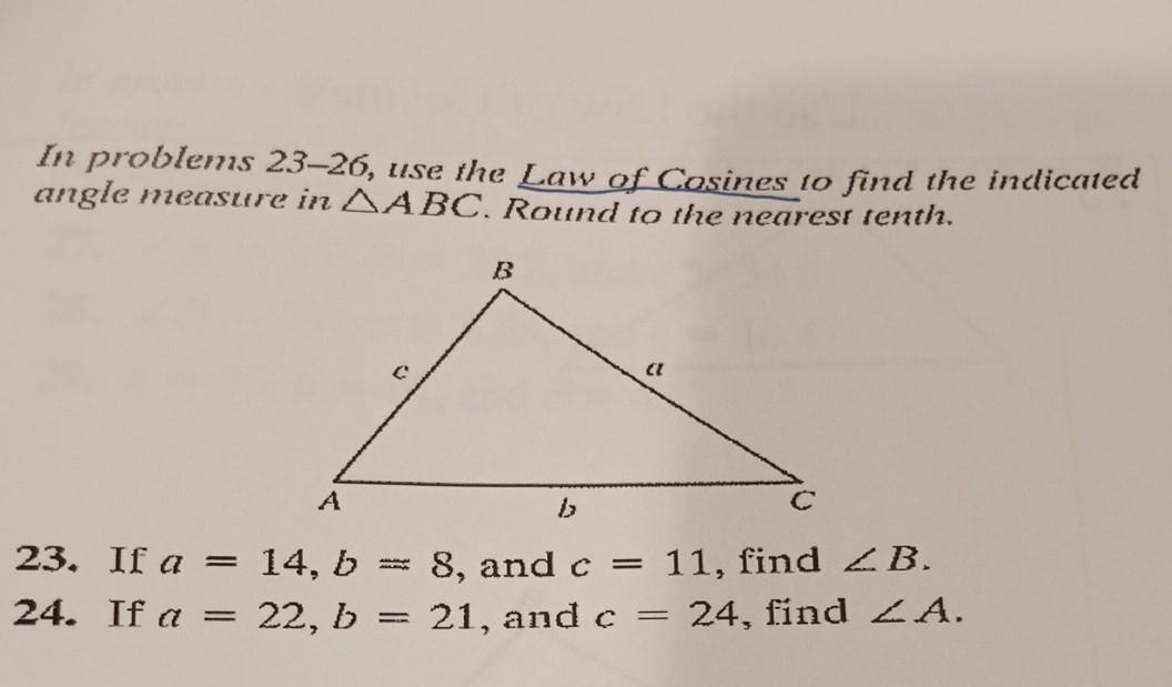Solved In problens 23-26, use the Law of Cosines to find the | Chegg.com Solved In problens 23-26, use the Law of Cosines to find the | Chegg.com