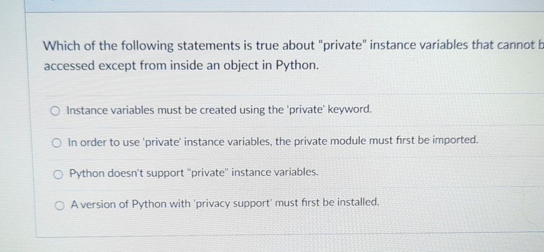 Solved Which of the following statements is true about | Chegg.com
