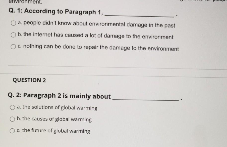 Solved QUESTION 1 0. Environmental Issues 1 Environmental | Chegg.com