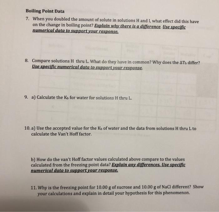 Solved Part 2: Boiling Point Elevation Data Collect all your | Chegg.com
