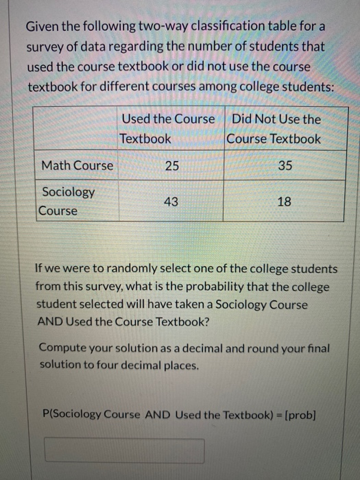 Solved Given the following two-way classification table for | Chegg.com