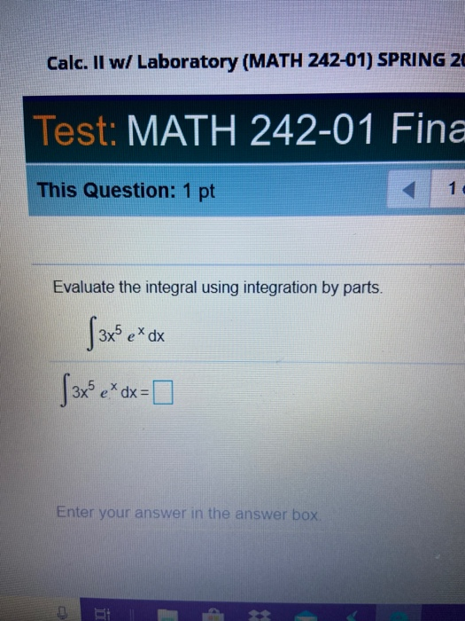Solved Calc. II w/ Laboratory (MATH 242-01) SPRING 2 Test: | Chegg.com