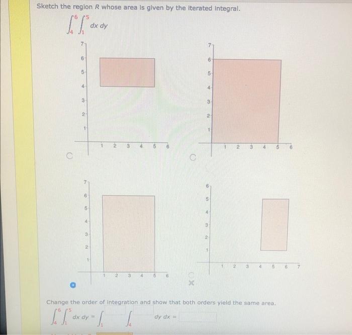 Solved Sketch the region R whose area is given by the | Chegg.com
