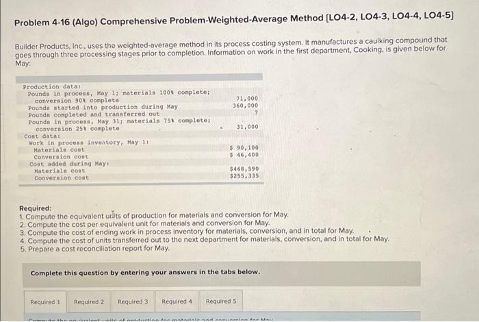 Solved Problem 4-16 (Algo) Comprehensive | Chegg.com
