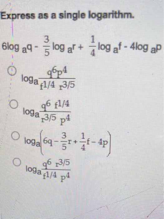 Solved Write as the sum and/or difference of logarithms. | Chegg.com