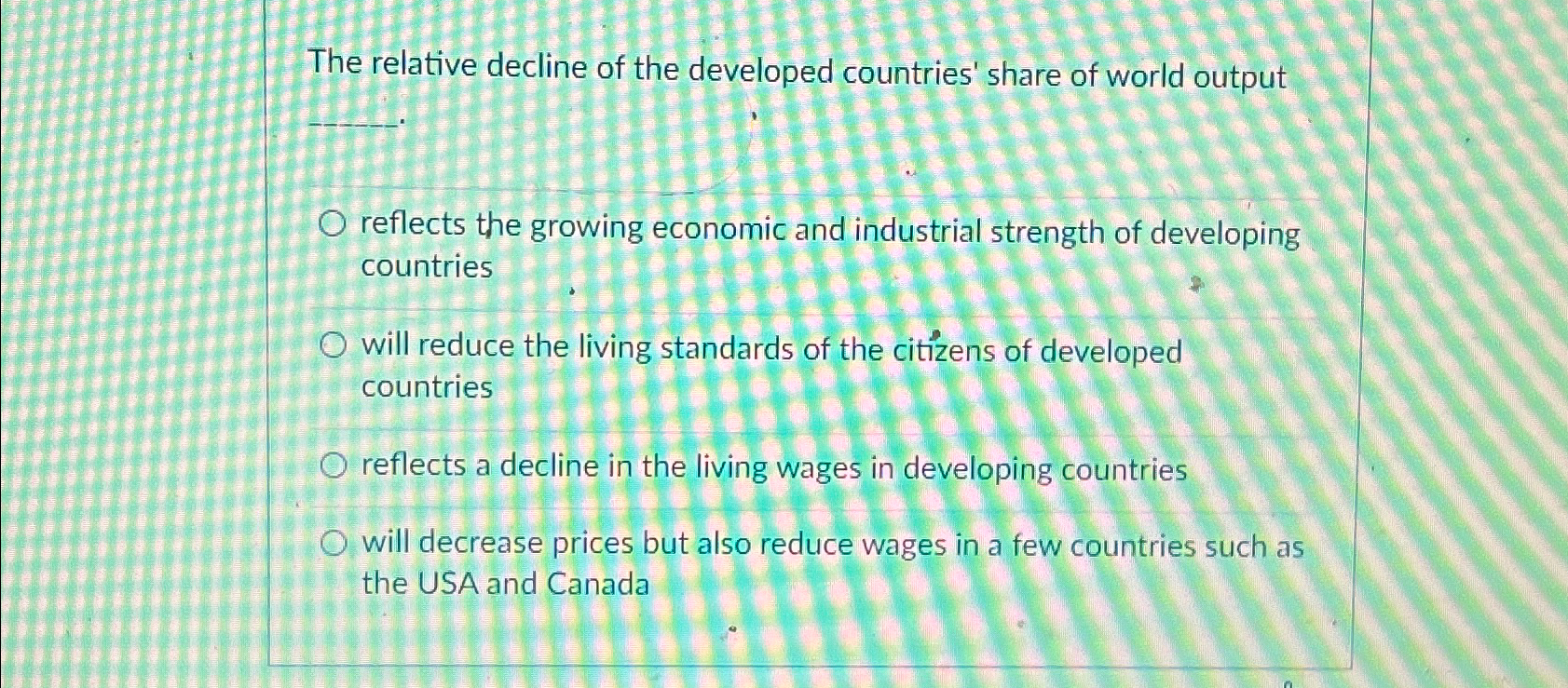 Solved The relative decline of the developed countries' | Chegg.com
